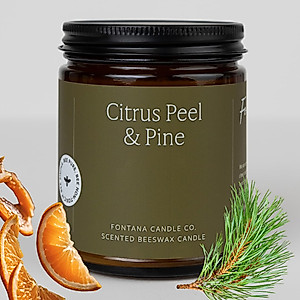 Fontana Candle Company - Cinnamon Orange Clove | Lightly Scented Candle | Made from Beeswax and Coconut Oil | Essential Oil | Wood Wick | Long Lasting | Clean Burn and Non Toxic