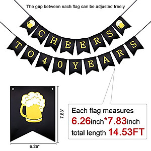 40th Birthday Decorations Kit- Konsait Cheers to 40 Years Banner Swallowtail Bunting Garland Sparkling Celebration 40 Hanging Swirls,Perfect 40 Years Old Party Supplies 40th Anniversary Decorations