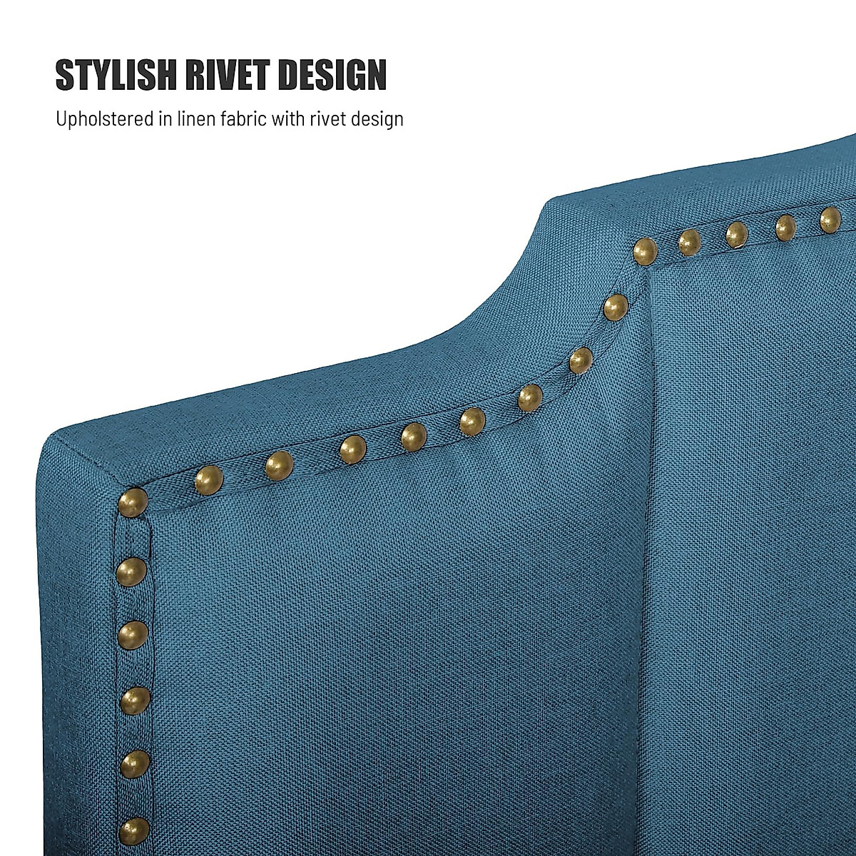 Queen Size Linen Upholstered Platform Bed Frames with Adjustable Headboard, Rivets Design Platform Bed with 2 Storage Drawers, Noise-Free for Bedroom Small Living Space Boys Girls Adults Teems, Blue