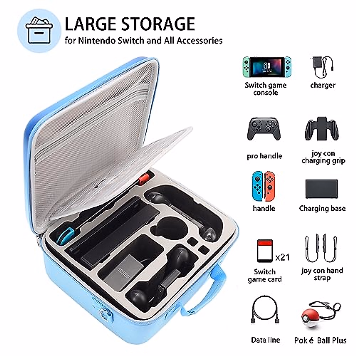 Zelda Breath of the Wild Carrying Case for Nintendo Switch/Switch OLED Model - Portable Deluxe Hard Shell Travel Case Messenger Bag for Switch Console, Pro Controller & Accessories