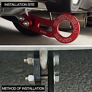 Heart Horse Rear Tow Towing Hook for Universal Car, JDM Bumper Quick Release Auto Trailer Ring Aluminum Alloy, Improved Wiredrawing Anodizing (Red)