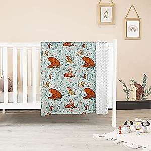 TANOFAR Minky Baby Blankets, Soft Toddler Blanket for Boys Girls, Dotted Backing, Double Layer Crib Receiving Blanket, for Nursery/Stroller/Toddler Bed/Carseat, 30 x 40 Inch, Woodland Animals