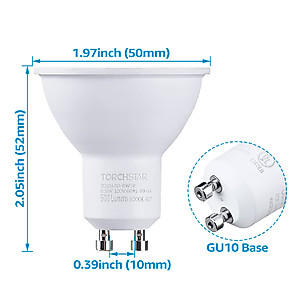TORCHSTAR GU10 LED Bulbs Dimmable, 500LM 50W Halogen Equivalent, 5000K Daylight, 40° Beam Angle Spot Light Bulb for Recessed Lighting Track Lighting, UL & Energy Star Listed, Pack of 6