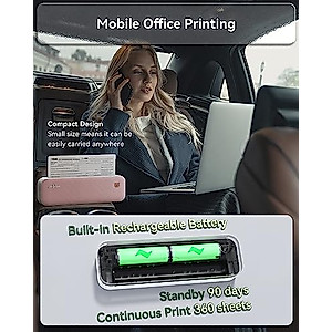 PeriPage A40 Thermal Portable Printer, Supports 8.26"x11.69" US Letter, Wireless Inkless Bluetooth Mobile Travel Printer, Compatible with Android and iOS, Prints Documents,Tattoo Paper, Photos(Pink)