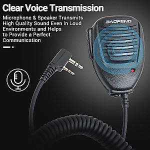 BAOFENG Original UV-5R Mic for Two Way Radio Shoulder Handheld Speaker Mic with Hand Pull Rope UV-5R Accessories with Mic UV-5R UV-5R Plus UV-82 UV-82hp UV-S9 BF-F8HP etc
