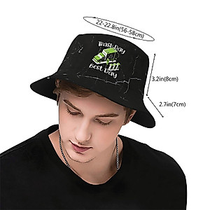 Trash Day Best Day Waste Management Garbage Truck Gifts Bucket Hat Sun Cap Fisherman Hat Women Beach Caps Fishing Cap Black