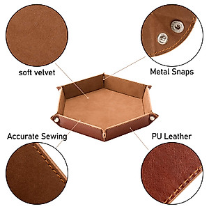 SHYVIA Dice Tray for RPG DND Table Games Metal Dice Rolling Tray Holder Dice Storage Box Larger Size Double Sided Folding PU Leather and Velvet 4 Pieces