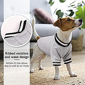 Kuoser Dog Sweater, Stretchy Pullover Fleece Dog Coat Jacket, Soft Thickening Warm Pup Dog Knitwear Sweatershirt, Windproof Winter Dog Coat Apparel Outfit with Leash Hole for Small Medium Dogs Cats
