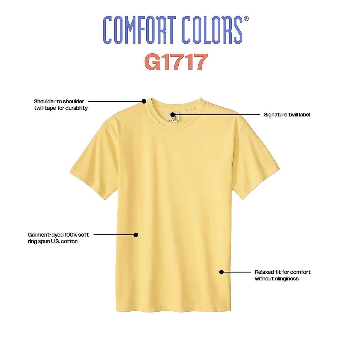 Comfort Colors Adult Short Sleeve Tee, Style G1717, White (1-pack), Large