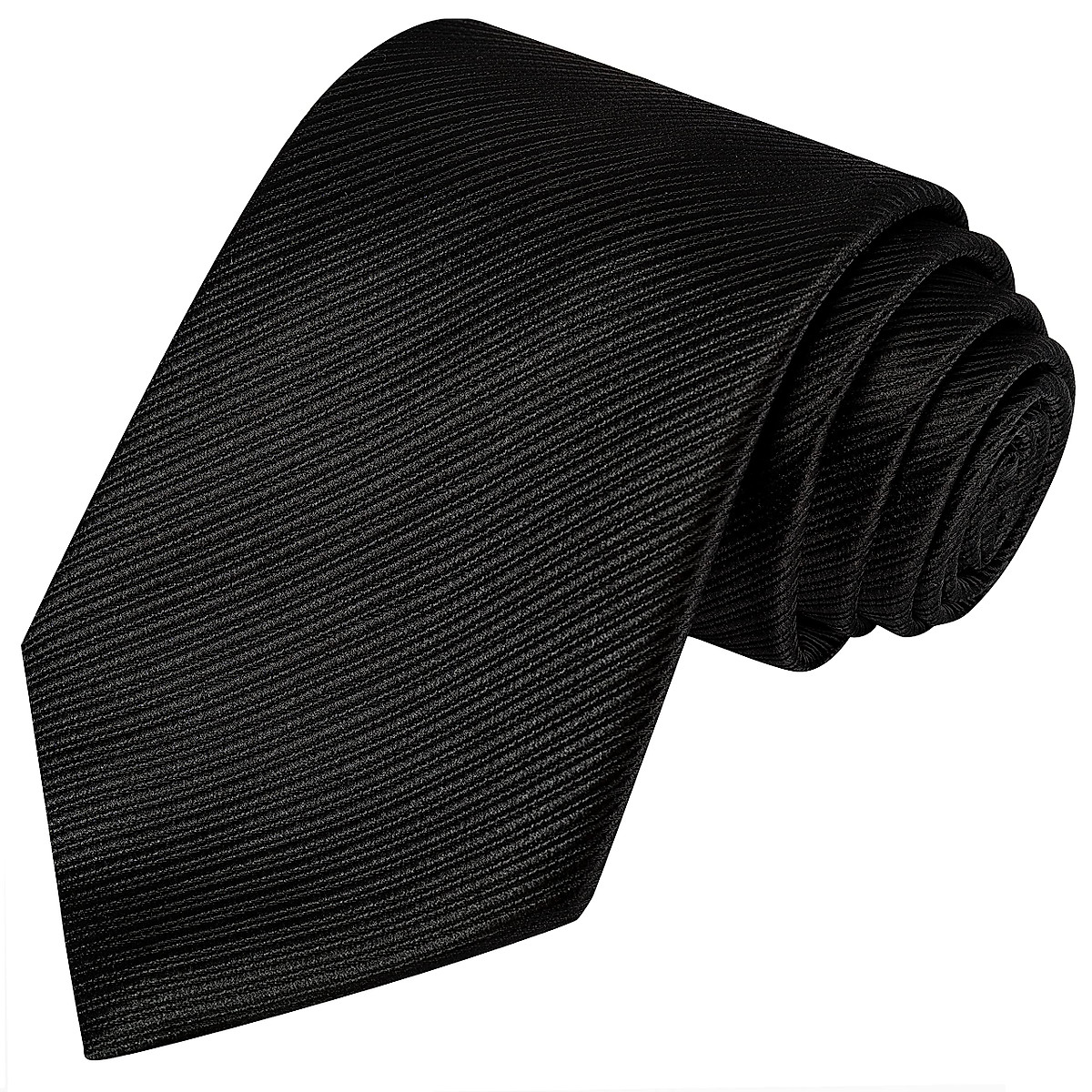 KissTies Mens Jet Black Tie Striped Business Necktie + Gift Box