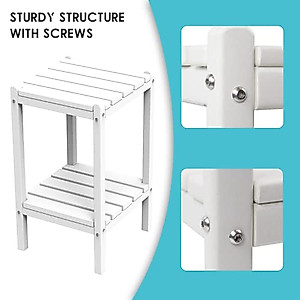 realife Outdoor Adirondack Side Table, Rectangular End Table for Patio, Garden, Porch, Pool and Indoor, White