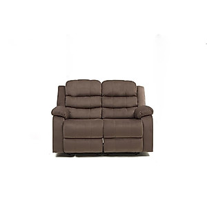 Pemberly Row Modern Microfiber Living Room Loveseat in Brown