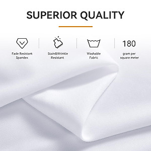 Outpain White Spandex Table Clothes for 8 Foot Rectangle Tables-6Pack 8FT Spandex Fitted Table Cover, Wrinkle Free Tablecloths with Skirt for Parties, Wedding, Birthday, Banquet, Festival