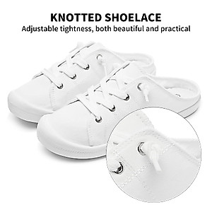 Womens Canvas Mule Sneakers,Memory Foam Backless Sneakers,Casual Slip on Shoes for Women(New White.US7)