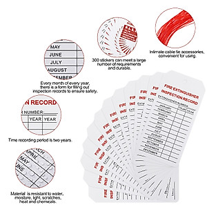 Outus 50 Sets Fire Extinguisher Monthly Inspection Tags 4.2 x 2.1 Inch Fire Extinguisher Record Labels with Adjustable Wire Ties Maintenance Waterproof Tags Recharge and Inspection for Indoor Outdoor