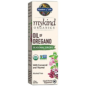 Garden of Life mykind Organics Oregano Oil Drops, Concentrated Oil of Oregano Liquid - 200 Servings, Plant Based Seasonal Immune Support - Alcohol Free, Organic, Vegan, Gluten Free Herbal Supplements