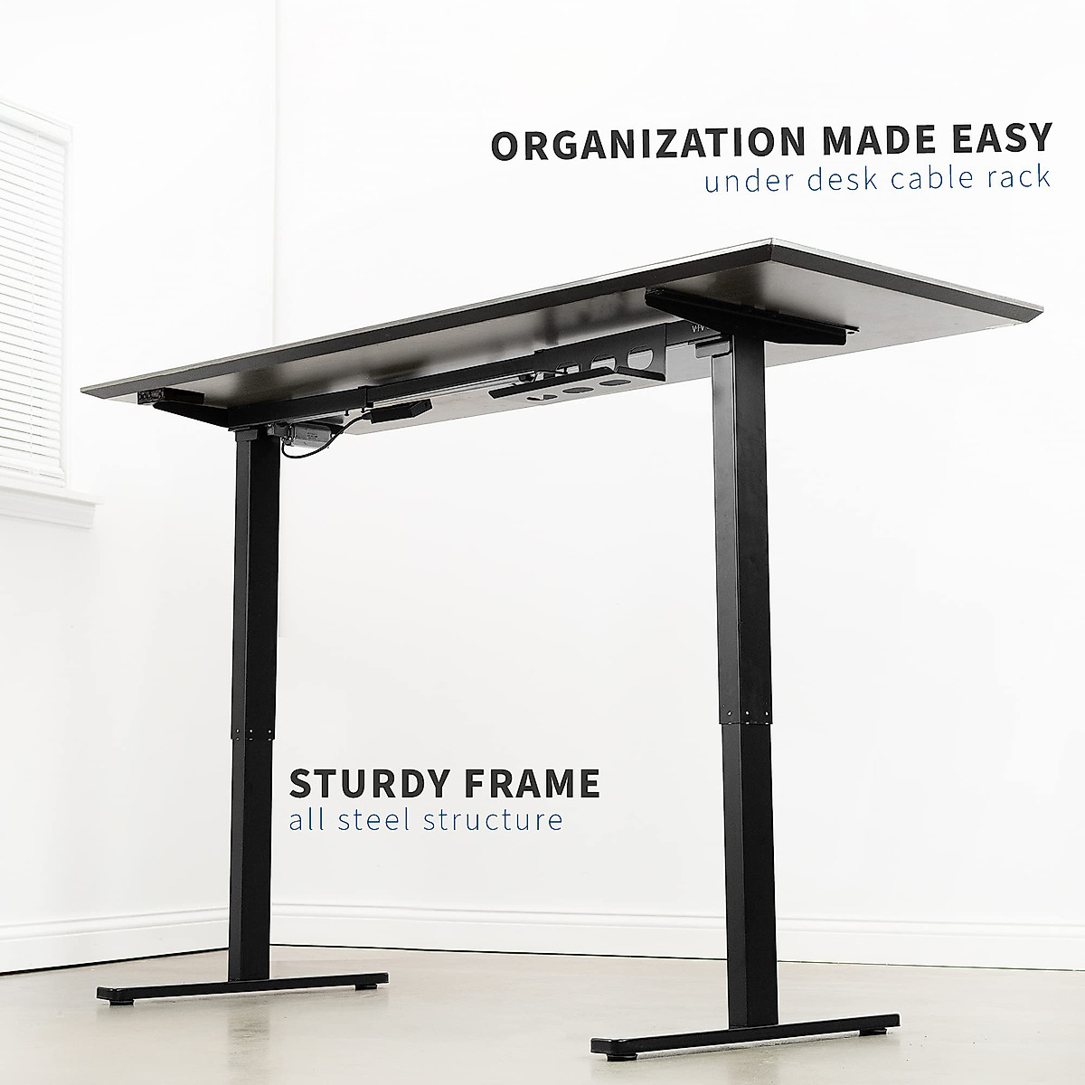 VIVO Electric Stand Up Desk Frame for 40 to 75 inch Table Tops, Frame Only, Single Motor Ergonomic Standing Height Adjustable Base with Memory Controller, Black, DESK-EV00B