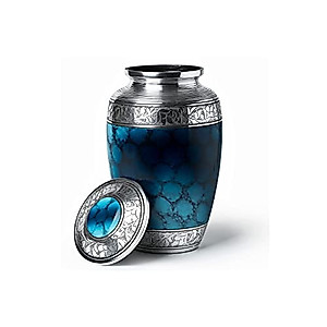 Eternal Memory Cremation Urn for Ashes, Blue Moonstone Urn Large/Adult, Funeral Burial Urns with Velvet Bag for Human Ashes.