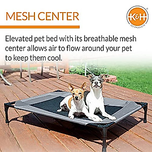 K&H Pet Products Cooling Elevated Dog Bed Outdoor Raised Dog Bed with Washable Breathable Mesh, Dog Cot Bed No-Slip Rubber Feet, Portable Dog Cot Indoor Outdoor Dog Bed, Large Gray/Black Mesh