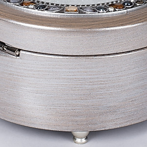 Cottage Garden Love You More Brushed Silvertone Jewelry Music Box Plays Amazing Grace