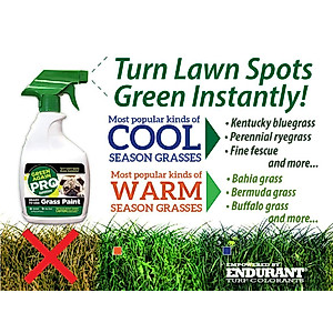 Pre-Mixed Grass and Turf Paint - All Natural Pet-Friendly Lawn Colorant Turns Spots Green Again with Eco-Friendly Point-and-Spray Application (16 oz) (Warm Season Grasses)