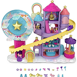 Polly Pocket Dolls & Playset, Rainbow Funland Theme Park with 2 Unicorns, Polly & Shani Micro Dolls, 25 Surprise Accessories