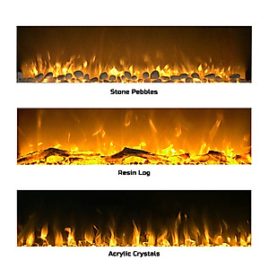Electric Fireplace - 50 Inch Wall Mounted Fireplace with 10-Color LED Flames, 3 Backgrounds, Adjustable Brightness, and Remote by Northwest (White)