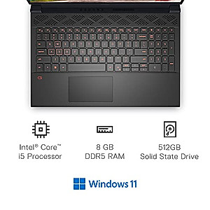 Dell G15 5520 Gaming Laptop - 15.6-inch FHD 120Hz Display, Core i5-12500H, 8GB DDR5 RAM, 512GB SSD, NVIDIA RTX 3050 4GB GDDR6, Intel Wi-Fi 6, Windows 11 Home - Dark Shadow Grey