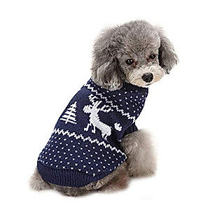 Puppy Sweater Female Puppy Print Warm Christmas Sweater Collar High Clothes Dog Outwear Pet Clothes Dog Turtleneck Fleece
