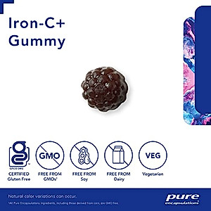 Pure Encapsulations Iron-C+ Gummy |Great-Tasting Blend of Iron and Vitamins to Support Healthy Red Blood Cell Function* | 60 Gummies | Natural Raspberry Flavor*