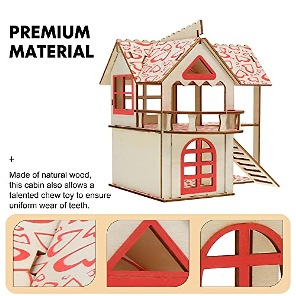 NUOBESTY Hamster Playground Wooden Small Animal Activity Toys Set Rat Playground Platform Climbing Ladder Chew Toy for Hamster Gerbil Mouse Chinchilla