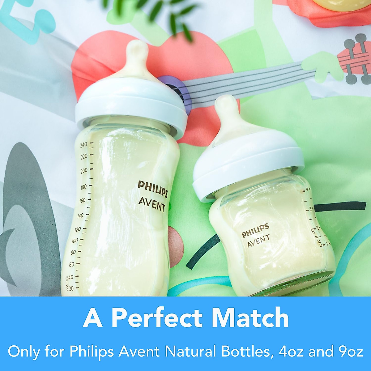 Premium Replacement Baby Bottle Nipple Rings for Philips Avent Bottle, Compatible Screw Bottle Collars for Avent Natural Plastic and Glass Bottles, BPA-Free, Secure Latch, Baby-Safe, 4-Pack