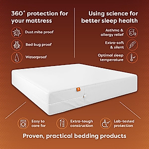 HOSPITOLOGY PRODUCTS Mattress Encasement - Zippered Bed Bug Dust Mite Proof Hypoallergenic - Sleep Defense System - Twin - Waterproof - Stretchable - Ultra Low Profile 6" Depth - 38" W x 75" L