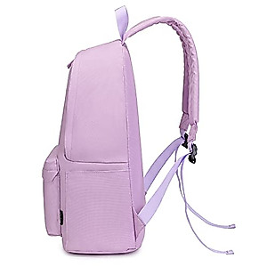 abshoo Lightweight Casual Unisex Backpack for School Solid Color Boobags (Light Purple)