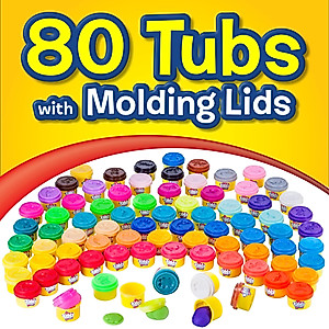 KIDDY DOUGH 2 in 1 Arts & Crafts Kit Set for Kids – 120 Pack of Dough + Dough Tools - Party Favor Birthday Holiday Arts Crafts Activities Gifts Toys for Kids Boys Girls Age 4+