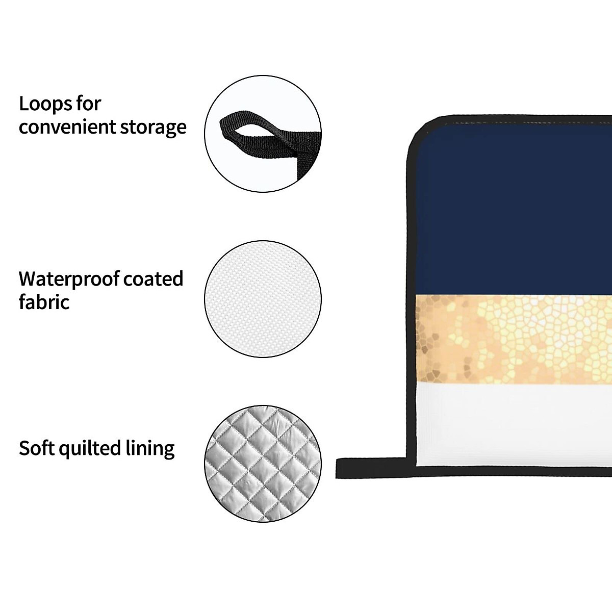 MUKJHOI Oven Mitts Pot Holders Set of 4 Heat Resistant Kitchen Waterproof Elegant Faux Gold Navy Blue White Stripes Women Men Home Cooking Baking Microwave BBQ Gift