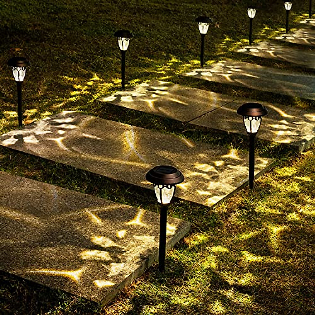 LeiDrail Solar Pathway Lights Outdoor 8 Pack Solar Walkway Lights Decorative Pathway Lights Solar Powered Waterproof Warm White Landscape Lighting for Yard Lawn Garden Sidewalk