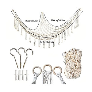 Stuffed Animal Net or Hammock, Mesh Hanging Stuffed Animal Storage Net for Plushies, Squishmallow Net Hardware Included, White, Stretches up to 55 Inches, 1 Pack