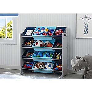 Delta Children Kids Toy Storage Organizer with 12 Plastic Bins - Greenguard Gold Certified, Grey/Blue