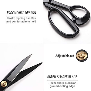 Professional Tailor Scissors 10 inch - Heavy Duty Sewing Fabric Scissors for Leather Cutting Industrial Sharp Shears Home Office Artists Students Tailors Dressmakers