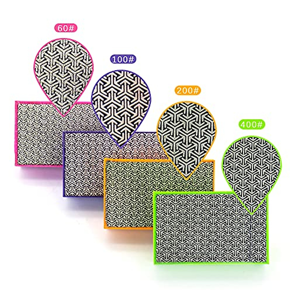 SDRTOP 7Pack Diamond Hand Sanding Pads Polishing Blocks for Granite Ceramics Marble Grit60-3000 Electroplated and Resin