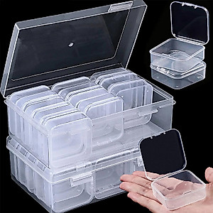 Chemlliy 2 Pack Bead Organizers Box Clear Mini Plastic Bead Storage Containers Transparent 13 Pieces Storage Box with Lid