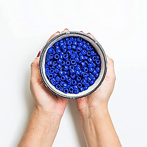 MAHITOI 1000-PC Opaque Blue Pony Beads Bag, Great Craft Projects for All Ages, Craft Projects of Bead Jewelry, Ornaments, Key Chains, Hair Beading, Round with Center Hole, 9mm Diameter, DIY Face Mask