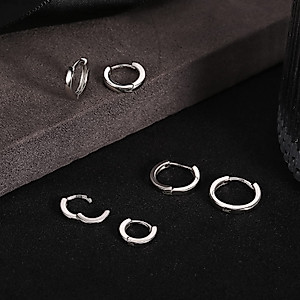 Gold Hoop Earrings Sets Women - 3 Pairs Sterling Silver Small Huggie Cartilage Hoops Hypoallergenic Jewelry for Woman, Mini Thin Surgical Fashion Set for Sensitive Ear (Silver)