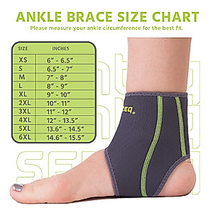 SENTEQ Ankle Brace for Men & Women- Compression Support for Sprained Ankles & Plantar Fasciitis, Elastic Neoprene Slim Sleeve for Jogging & Running, Ankle Stabilizer and Support for Walkers (Medium)