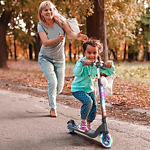 SISIGAD Electric Scooter for Kids Ages 6-12, LED Light-Up Deck, Kids Scooters with 3 Adjustment Levels Handlebar to 36 Inches High,5.3" Wheel UL Certificated Kick Scooter, Christmas Birthday Gifts