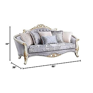 Acme Galelvith Fabric Upholstered Sofa with 5 Pillows in Gray