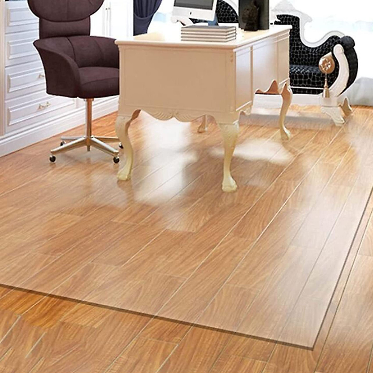 Clear PVC Desk Chair Mat Area Rugs Clear Vinyl Plastic Floor Runner Protector, Desk Chair/Stairs/Pets Carpet Protector Mat, Non-Skid Waterproof Dustproof,80cm/100cm/120cm/140cm Wide for Office & Home