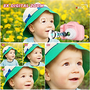 Kids Camera, Camera for Kids Boys Girls, Kids Digital Camera Toys for 6 7 8 9 Year Old Girls, HD Digital Video Cameras for Toddler, Christmas Birthday Gifts for Boys with 32GB SD Card-Pink