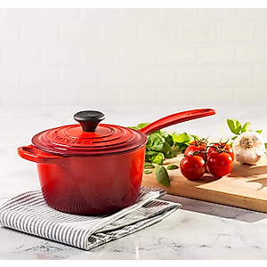 Le Creuset 8 Piece Multi-Purpose Enameled Cast Iron with SS Knobs, Stoneware, and Toughened Nonstick PRO Fry Pan Complete Cookware Set - Cerise